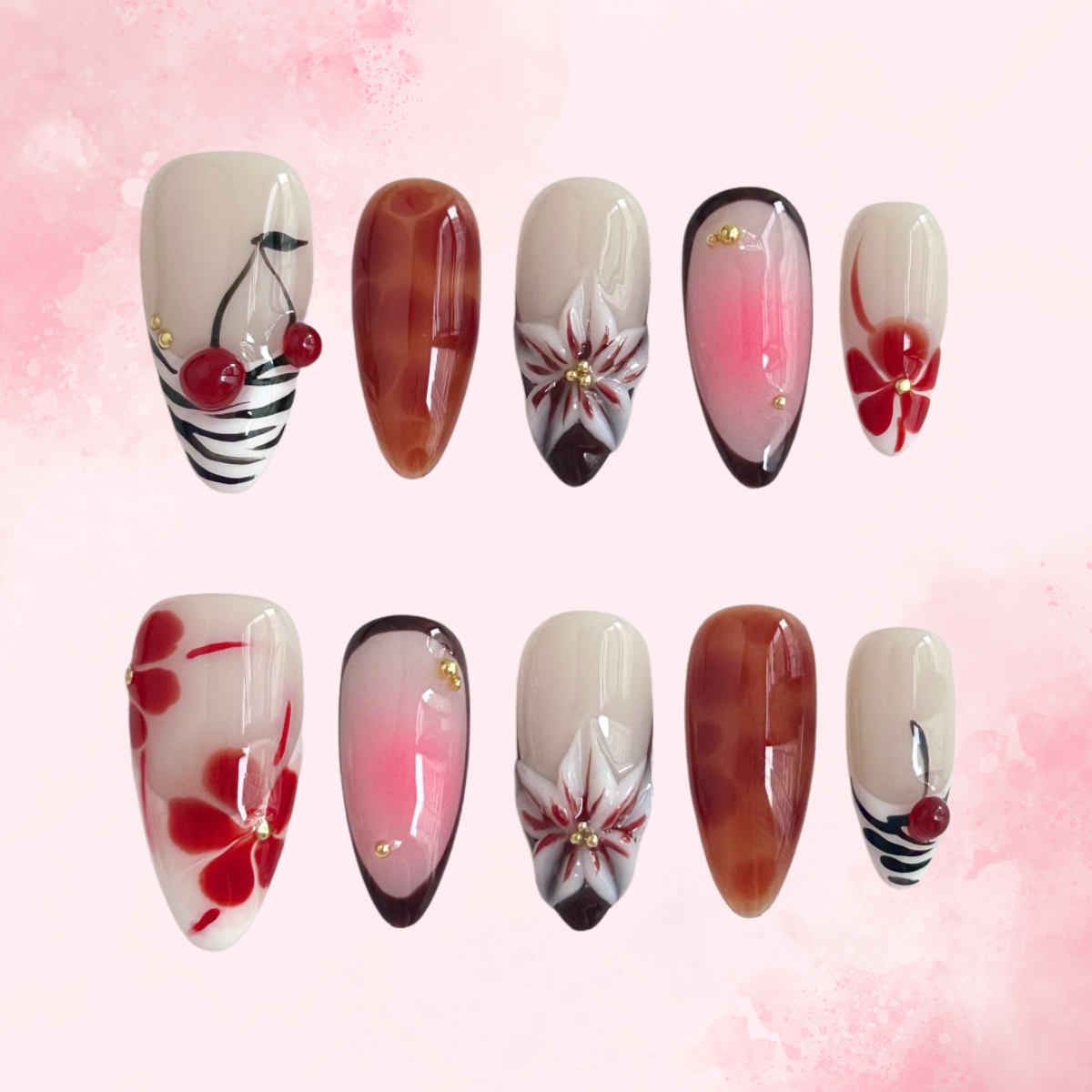 Cherry Bloom | Handmade Nails – Ellie Vincy Nails