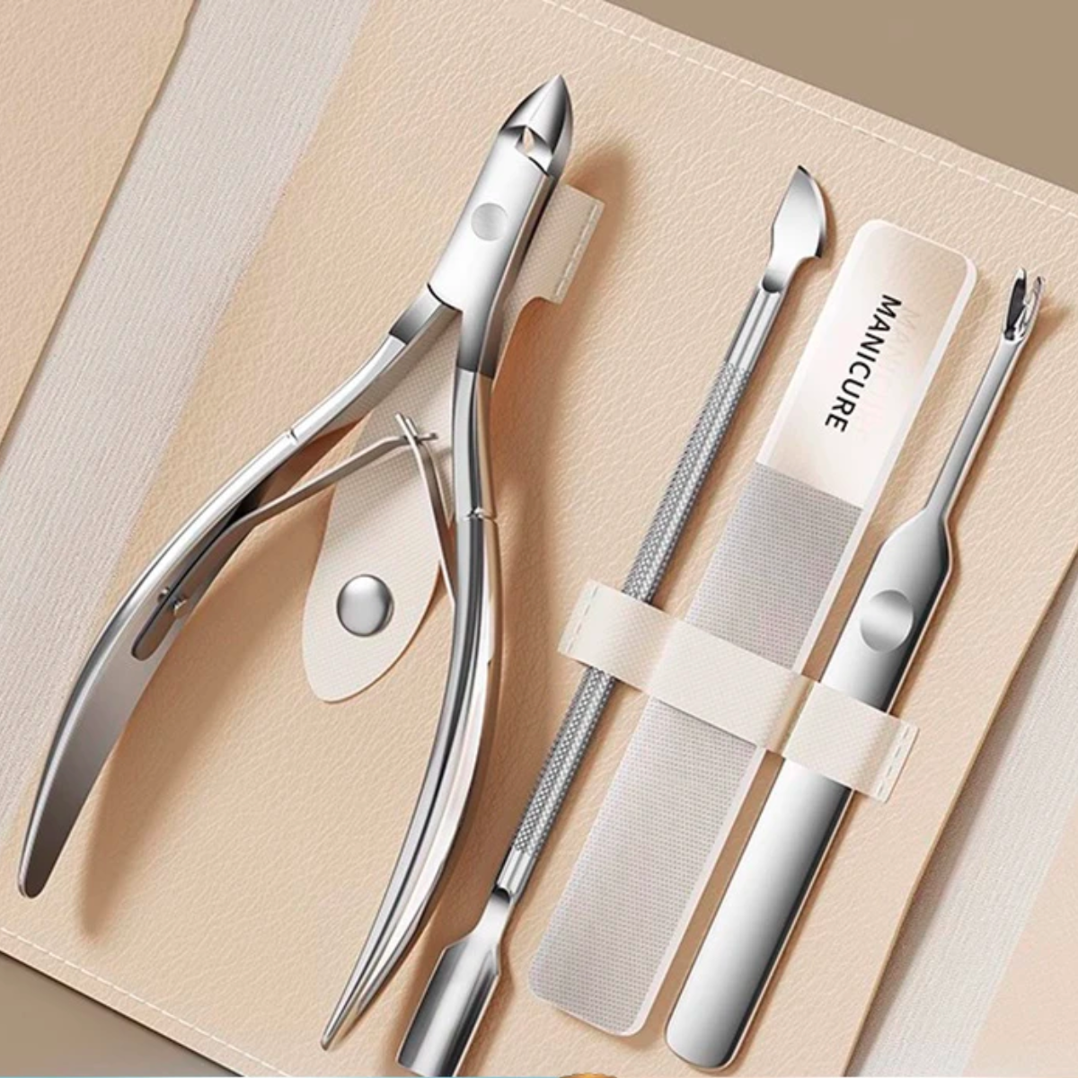 4 IN 1,Cuticle Nipper,Cuticle Pusher,Nail File,U-shaped Cuticle Remove ...